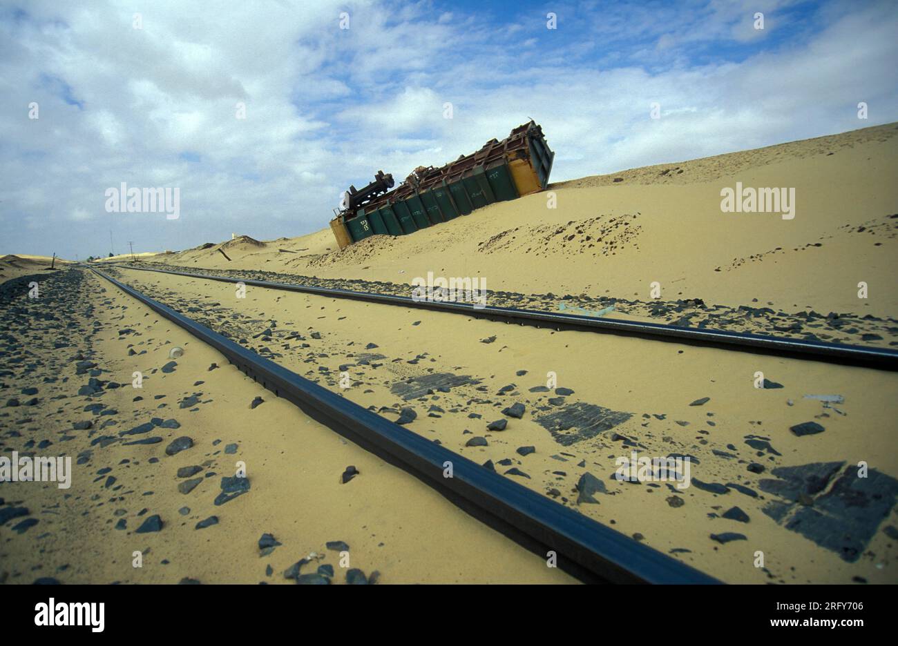 a train line in the Landscape and Nature in the White Desert near the ...