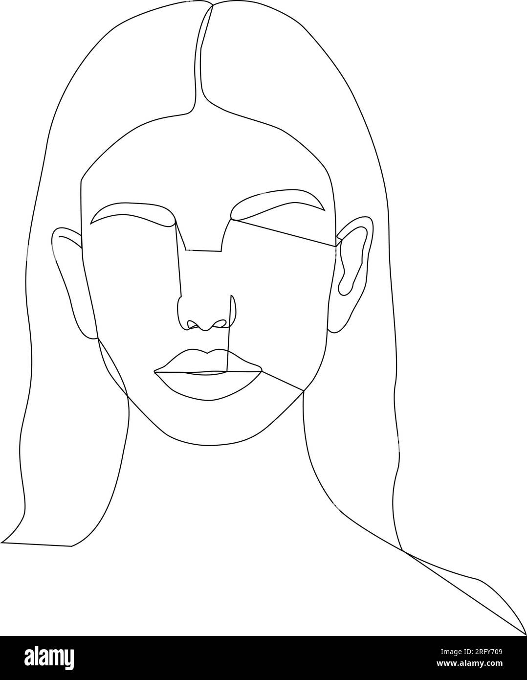 Portrait along the lines. Fashionable linear portrait of a young ...