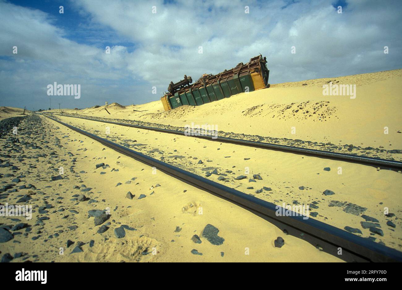 a train line in the Landscape and Nature in the White Desert near the ...