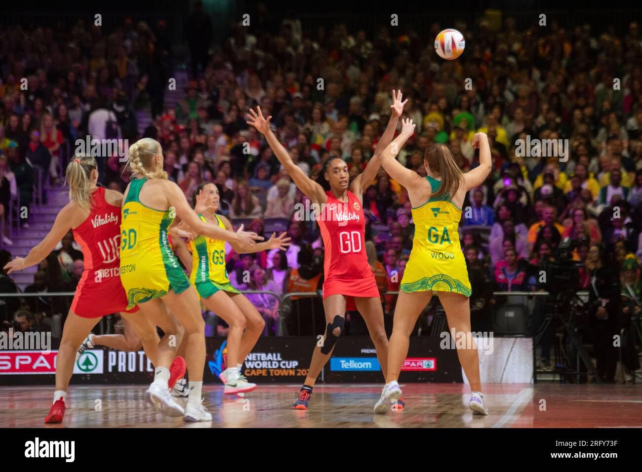 Australia's Steph Wood and England's Layla Guscoth during the 2023 ...