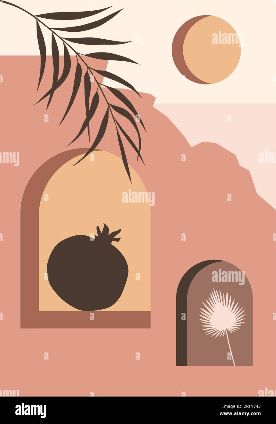 Posters with stairs of abstract architecture. Modern print in boho ...