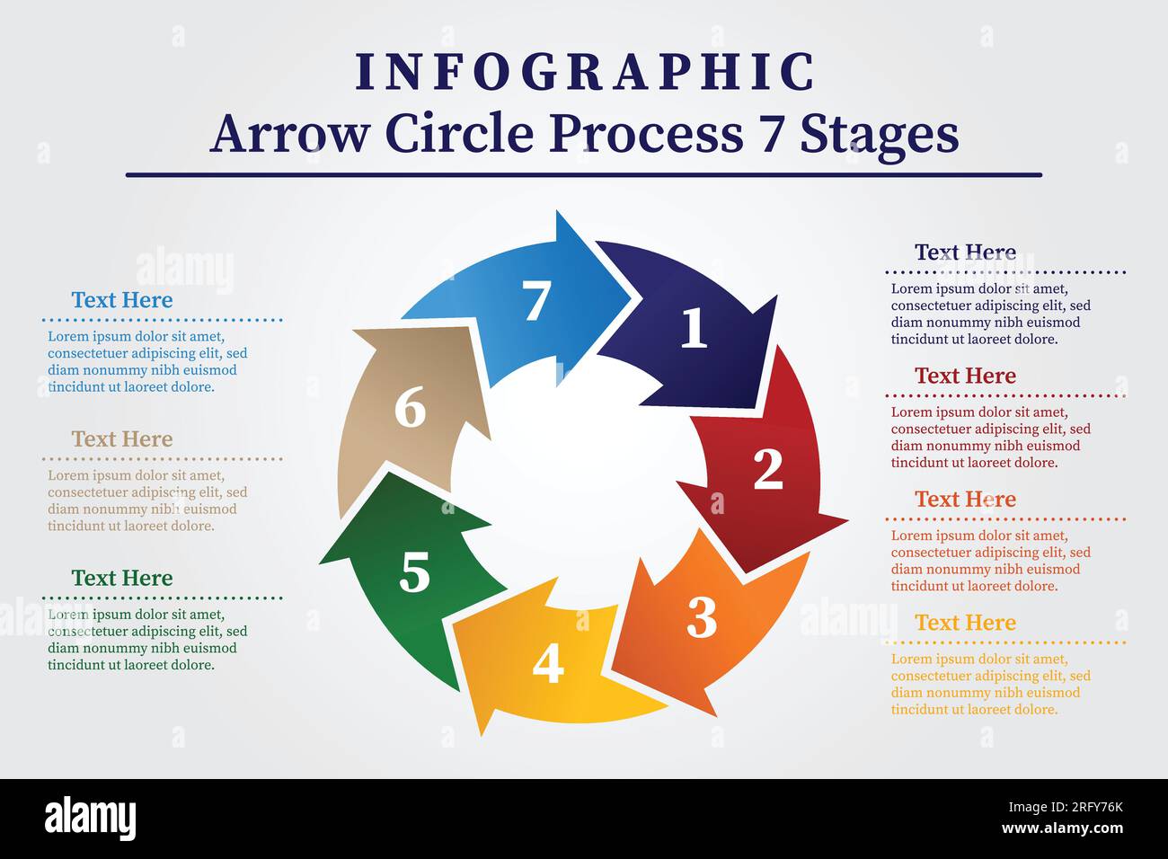 Vector circle infographic. Business concept with 7 arrow options, parts ...