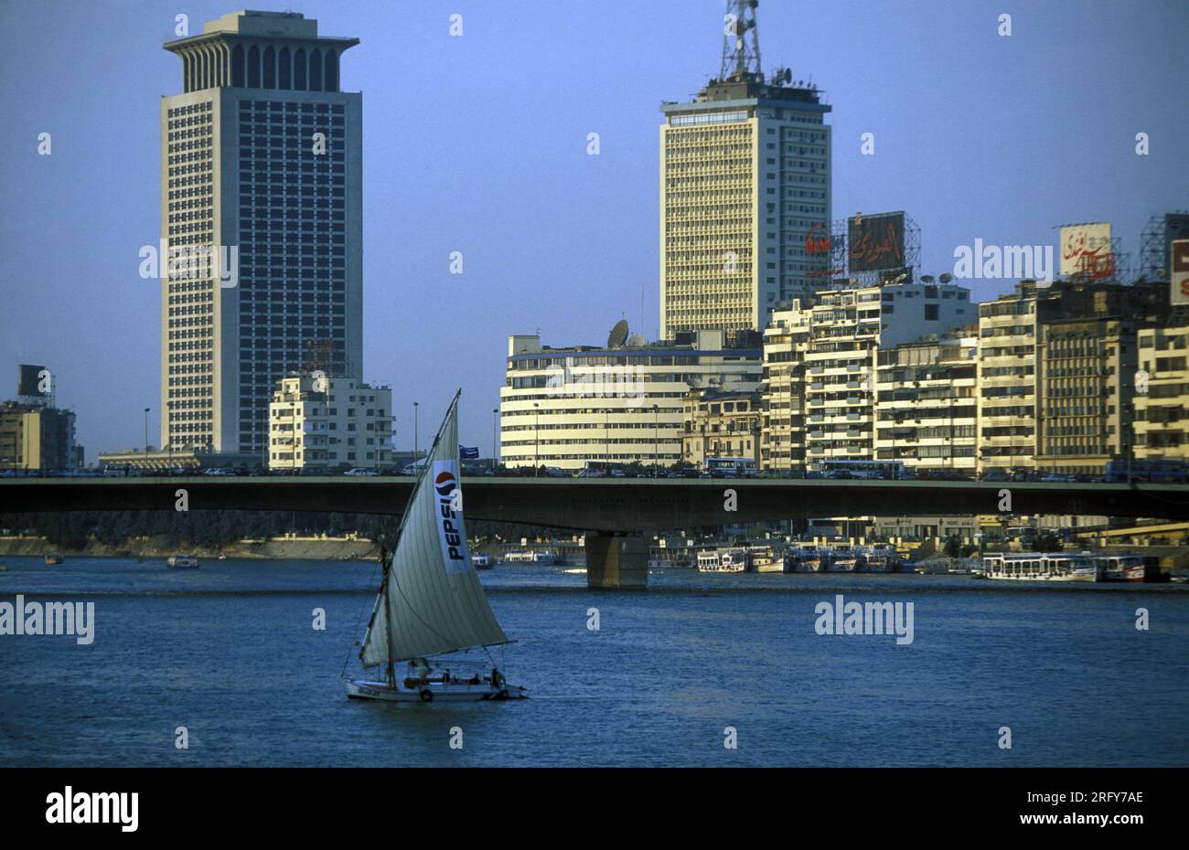 a View of the city Cairo on the nile river, the Capital of Egypt in ...
