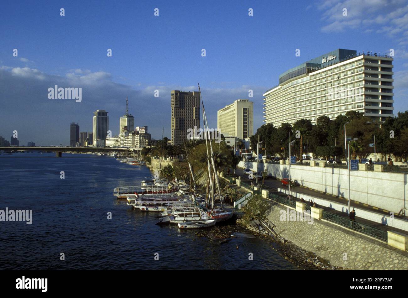 a View of the city Cairo on the nile river, the Capital of Egypt in ...