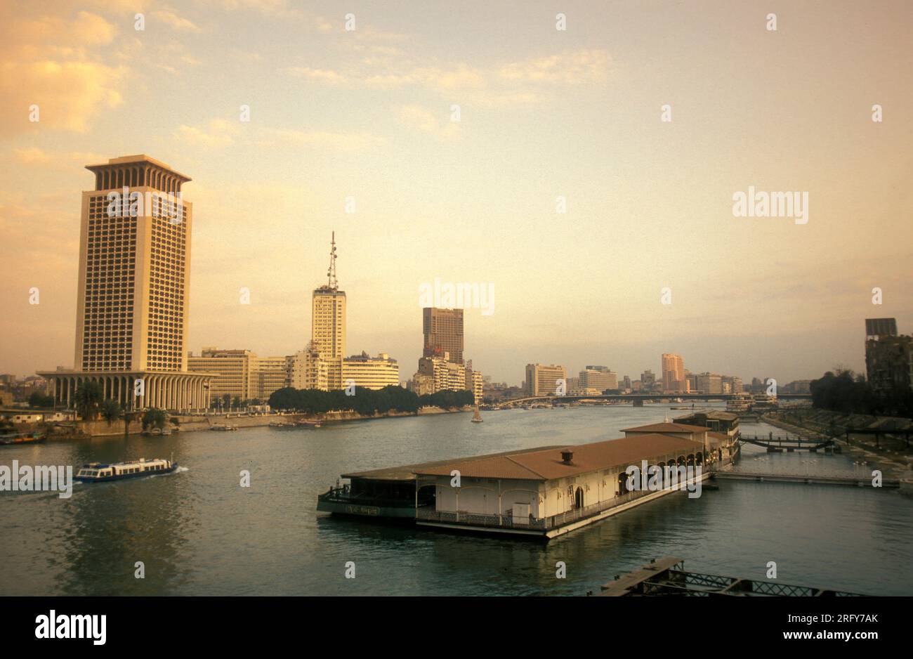 a View of the city Cairo on the nile river, the Capital of Egypt in ...