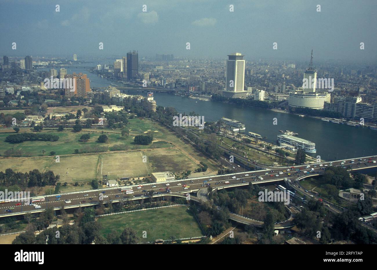 a View of the city Cairo on the nile river, the Capital of Egypt in ...