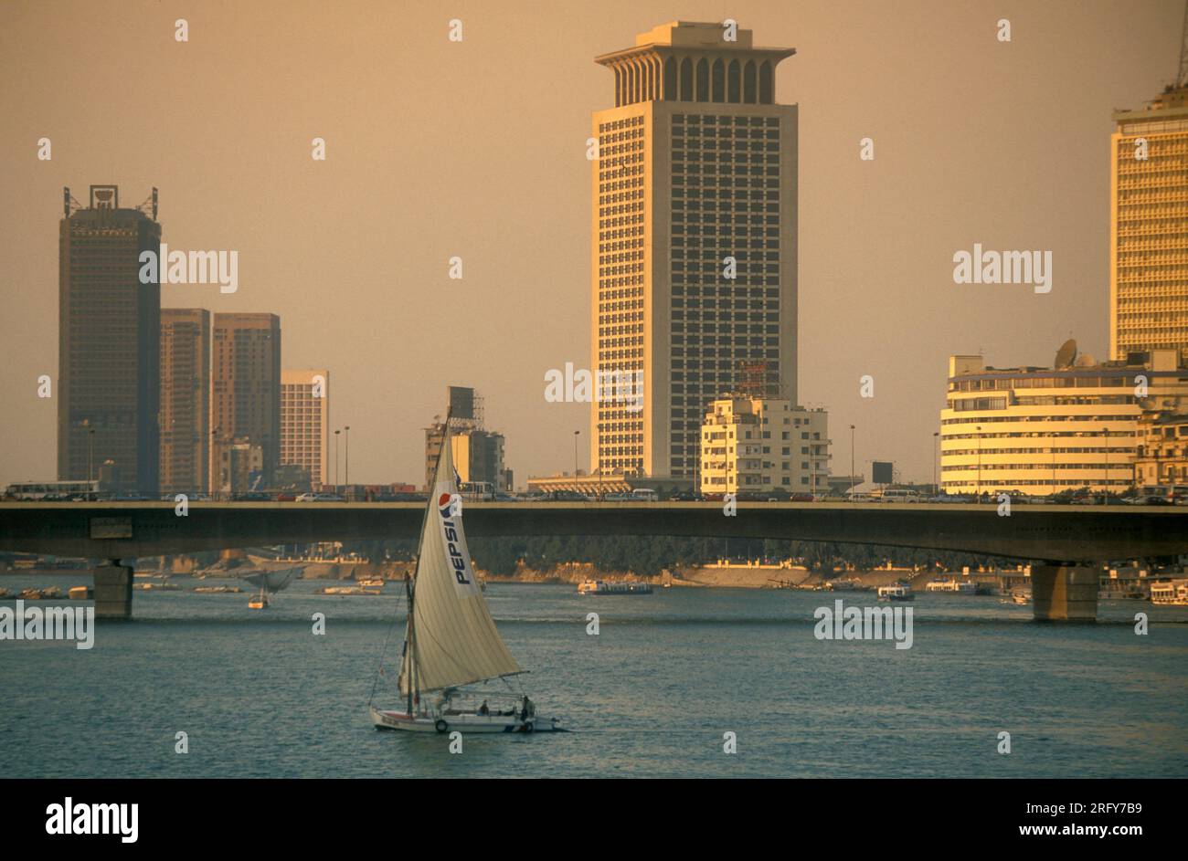 a View of the city Cairo on the nile river, the Capital of Egypt in ...