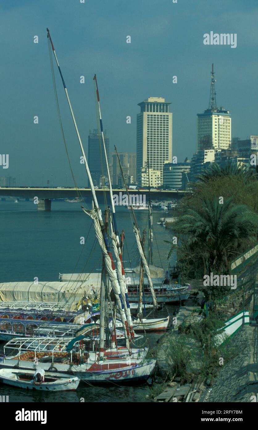 a View of the city Cairo on the nile river, the Capital of Egypt in ...