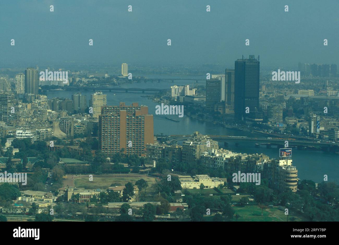a View of the city Cairo on the nile river, the Capital of Egypt in ...
