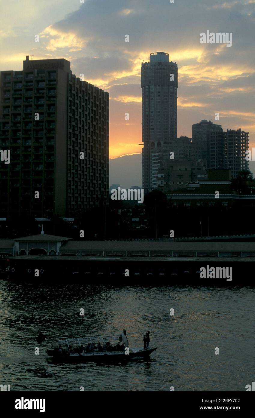 a View of the city Cairo on the nile river, the Capital of Egypt in ...