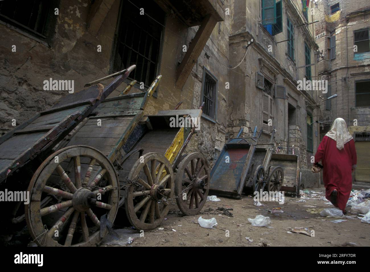people in alley in the City of Alexandria on the Mediterranean Sea in ...