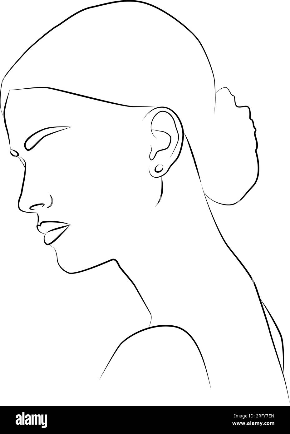 Portrait along the lines. Drawing of a woman. Artistic drawing of the ...