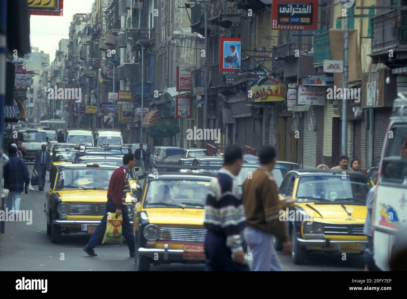 Traffic in alley in the City of Alexandria on the Mediterranean Sea in ...