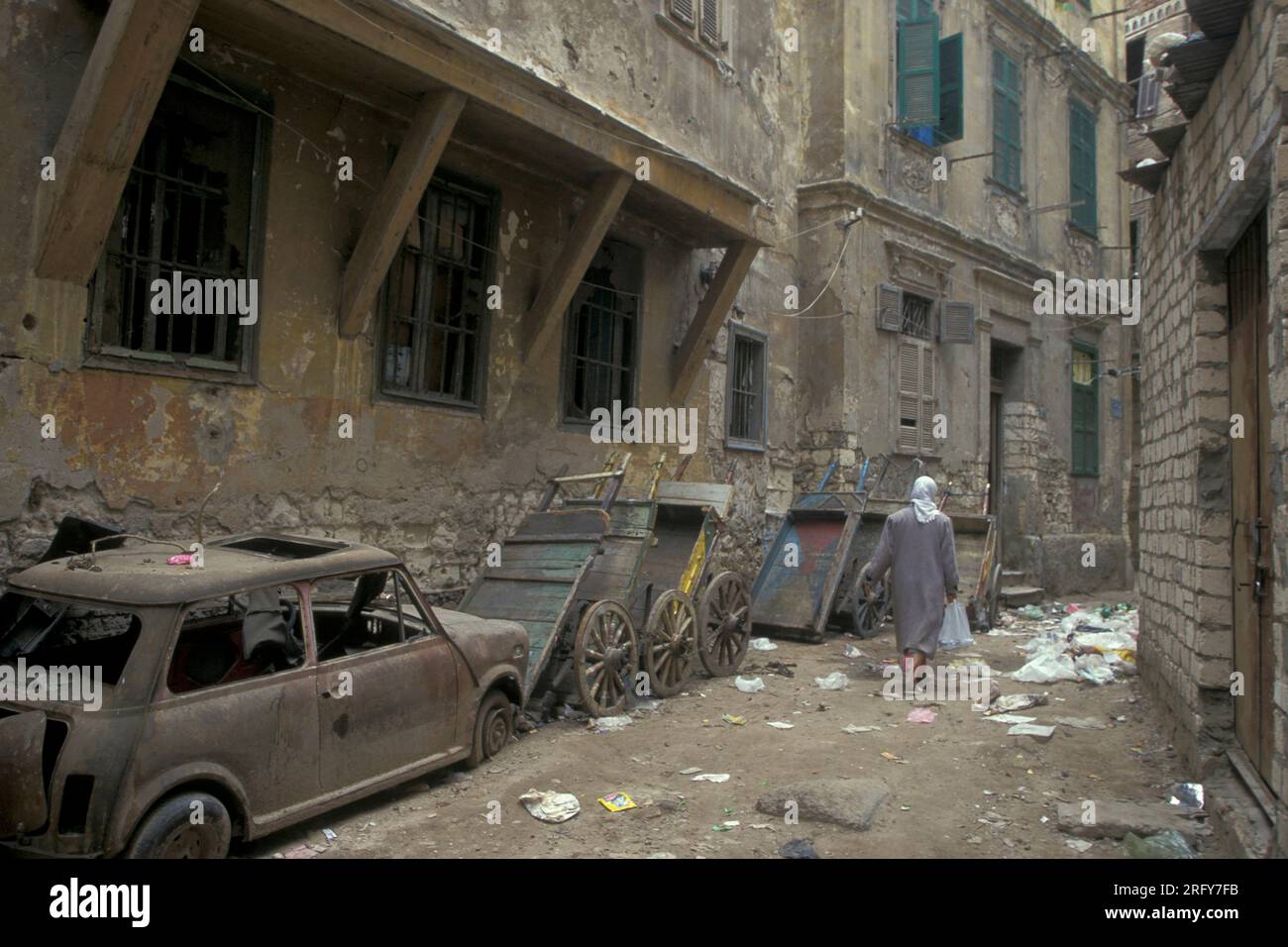 people in alley in the City of Alexandria on the Mediterranean Sea in ...