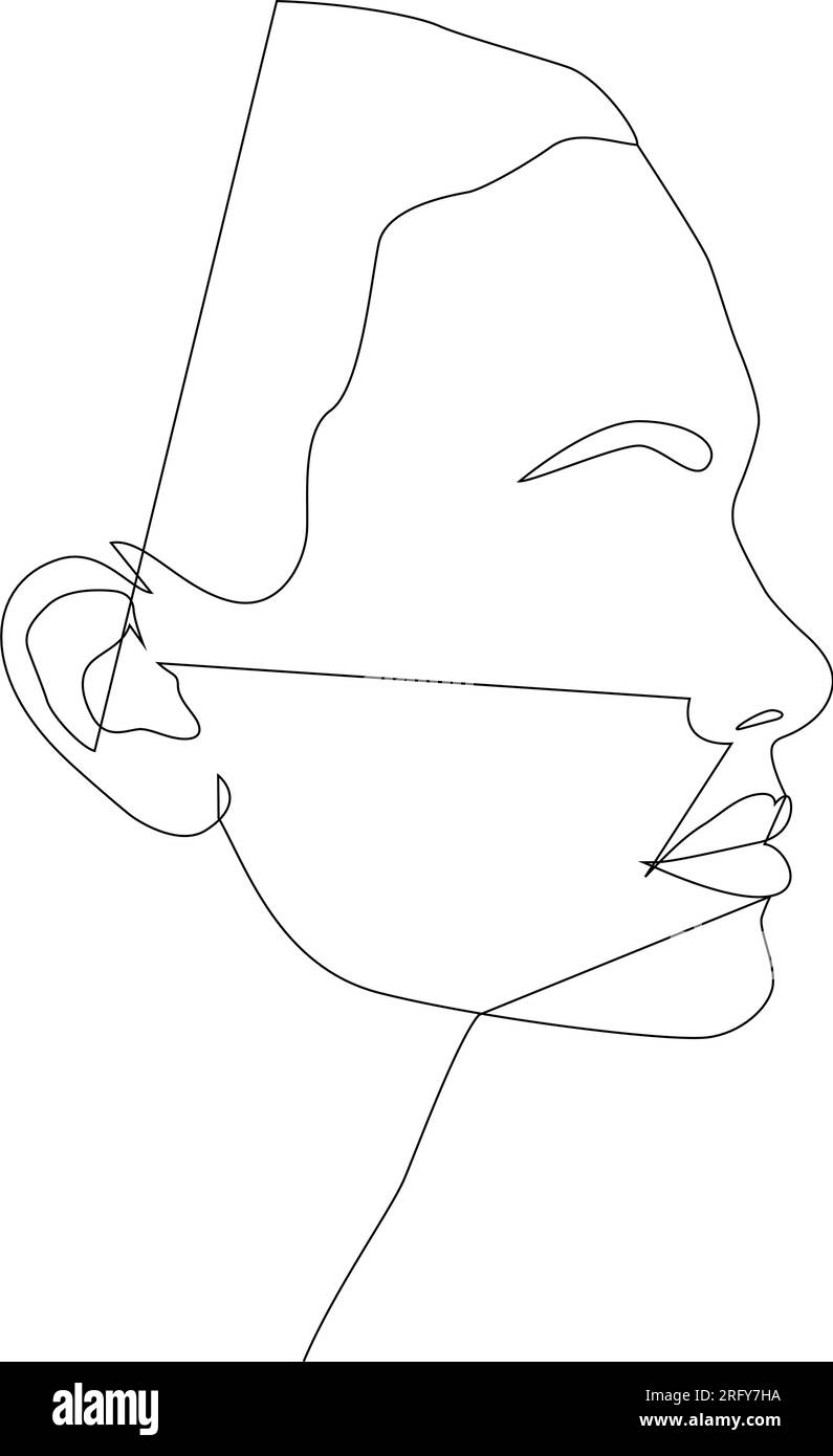 Portrait along the lines. Abstract artistic drawing of a woman's face ...