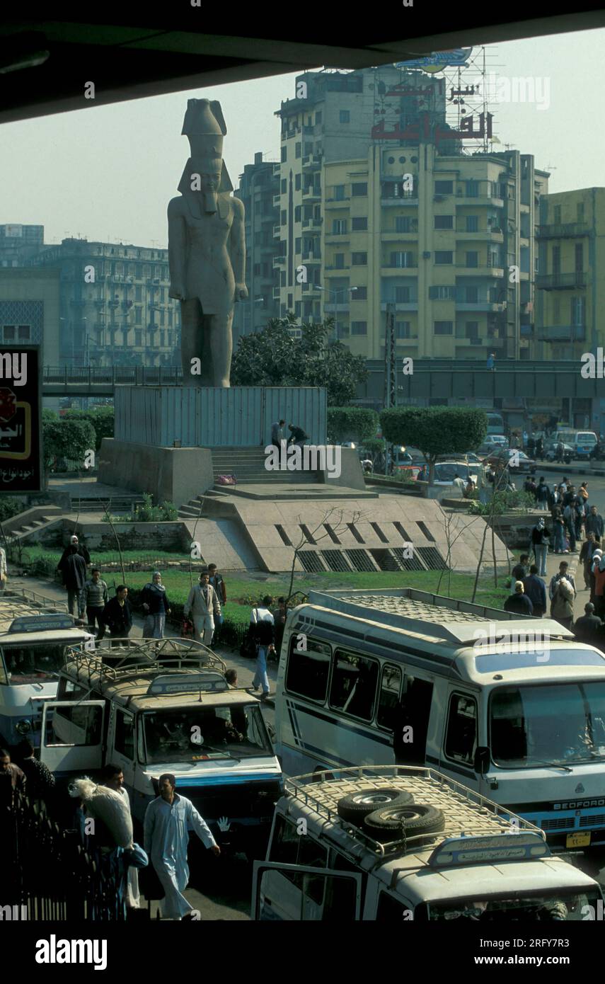 the Ramses Statue at the Ramses Square at the Train Station in the City ...