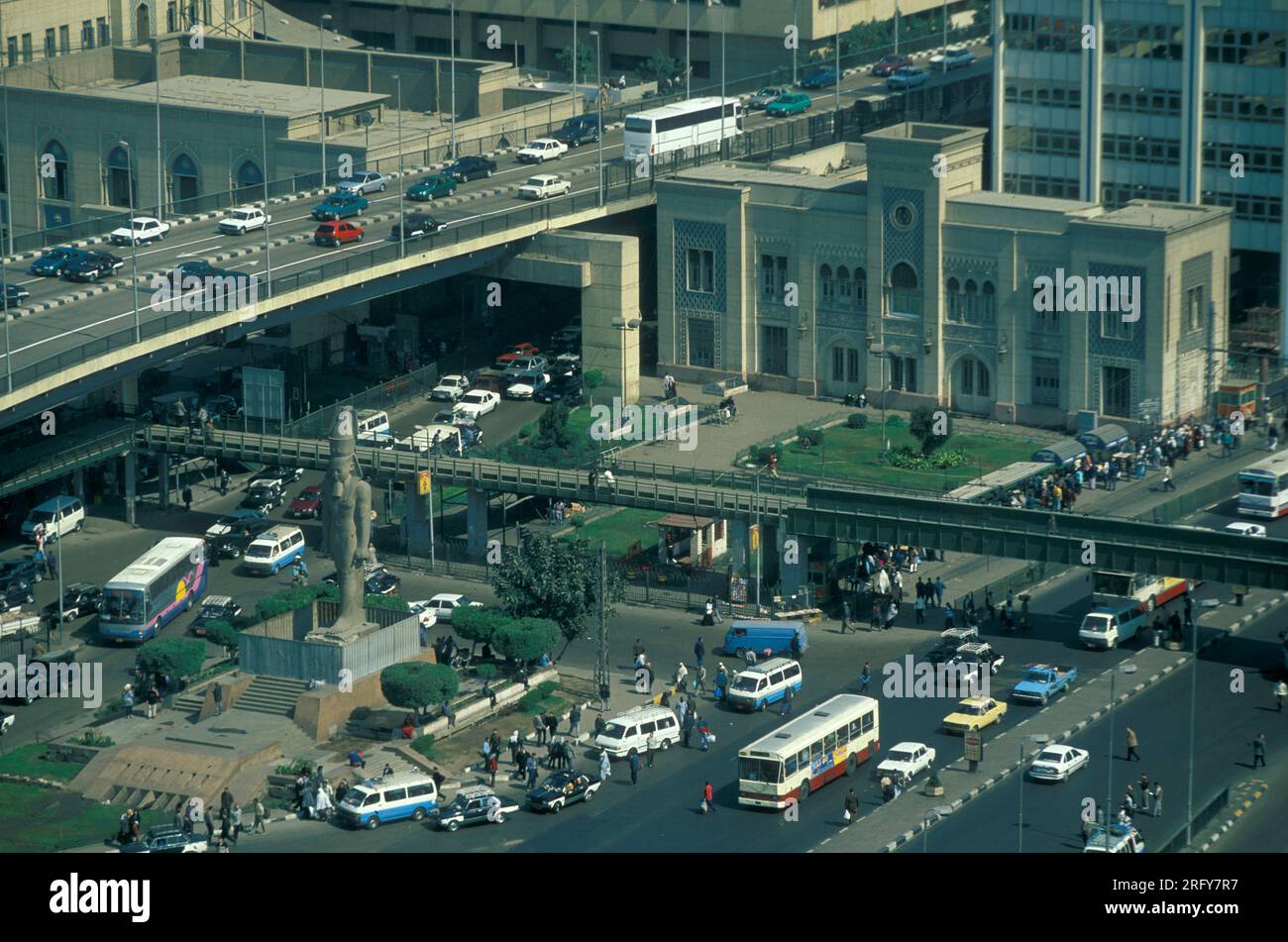 the Ramses Statue at the Ramses Square at the Train Station in the City ...