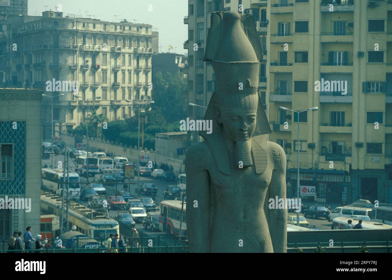 the Ramses Statue at the Ramses Square at the Train Station in the City ...