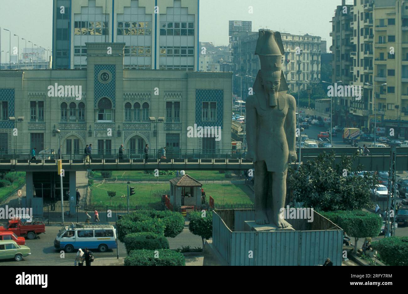 the Ramses Statue at the Ramses Square at the Train Station in the City of Cairo the Capital of ...