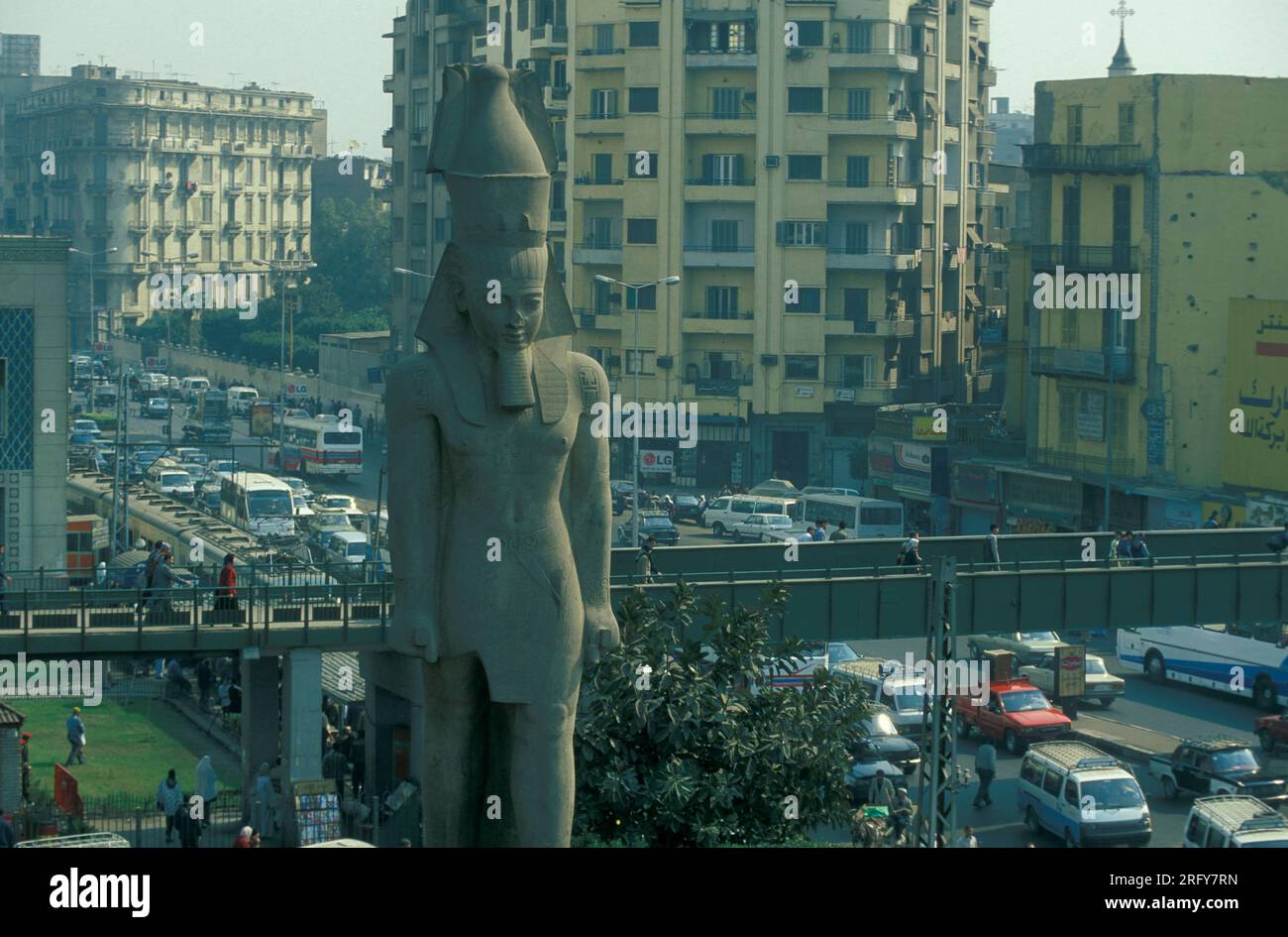 the Ramses Statue at the Ramses Square at the Train Station in the City of Cairo the Capital of ...