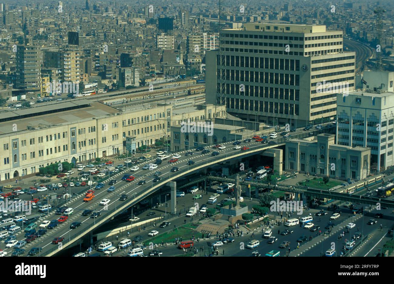 the Ramses Statue at the Ramses Square at the Train Station in the City ...