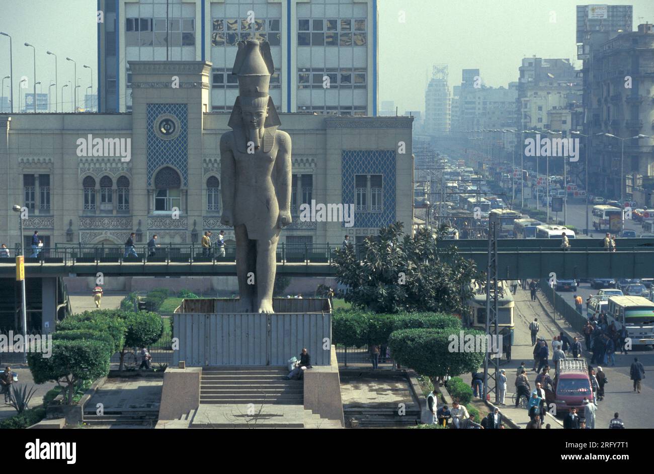 the Ramses Statue at the Ramses Square at the Train Station in the City ...
