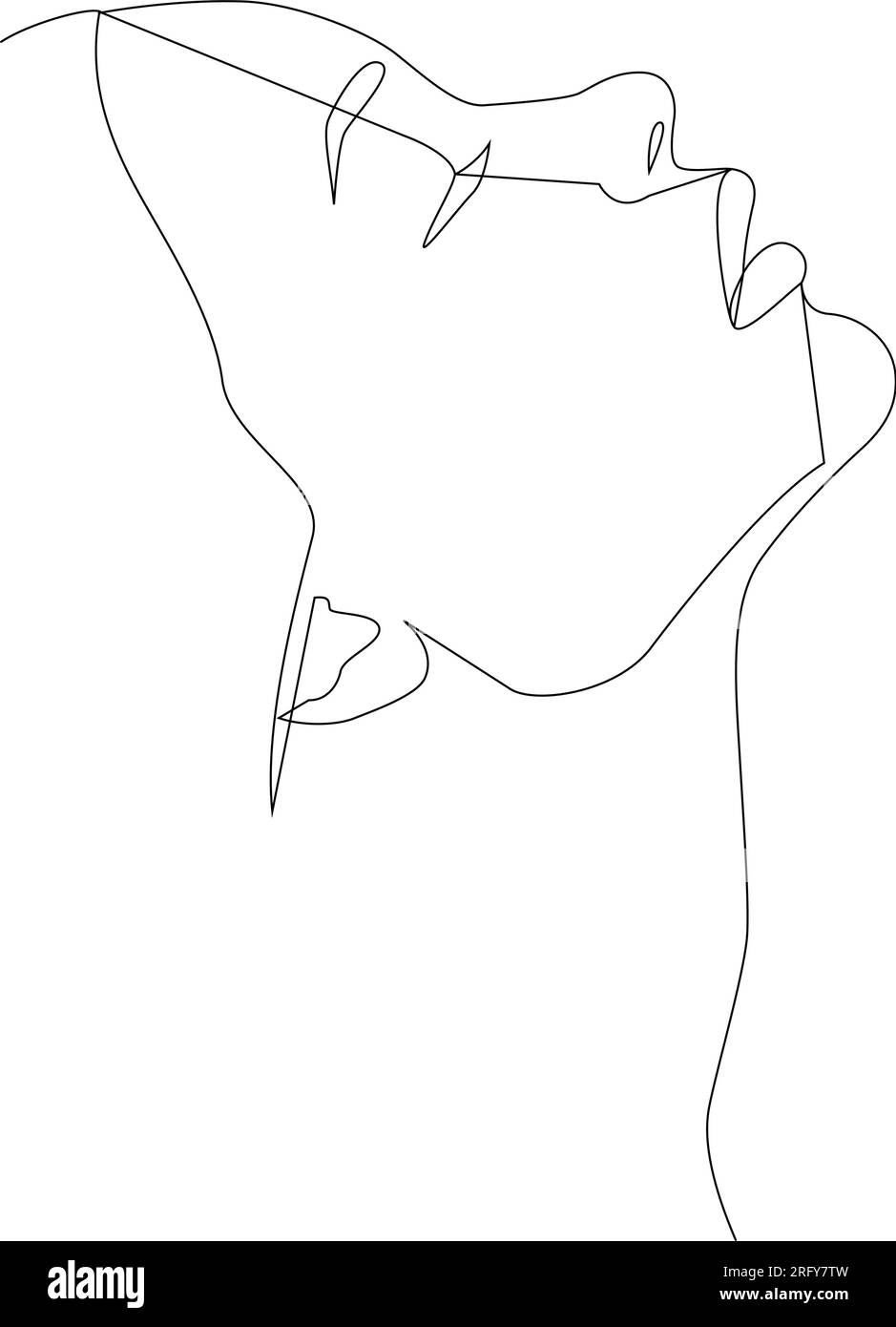 Portrait along the lines. Abstract artistic drawing of a woman's face ...