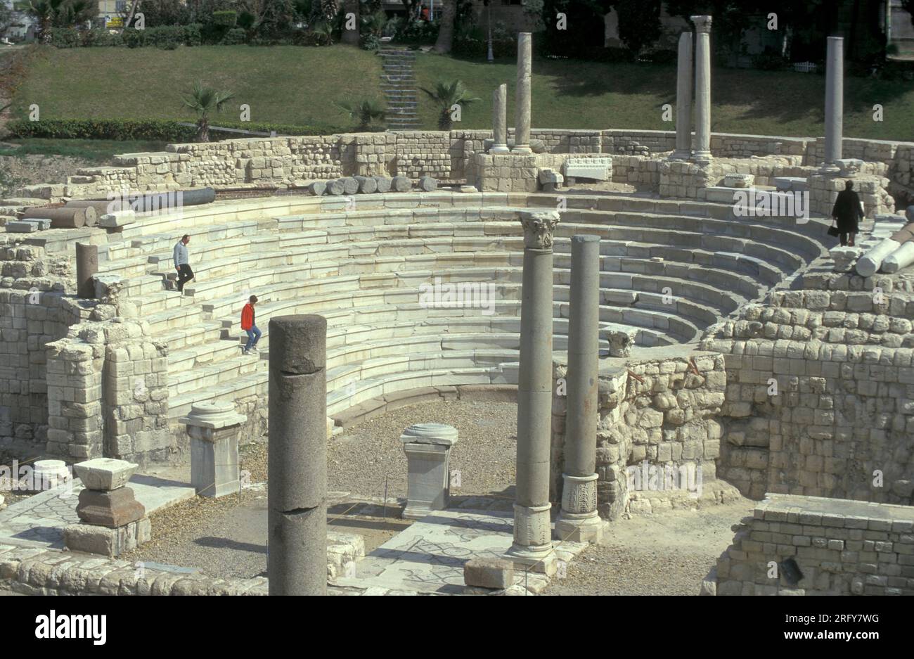 the archaeological site at the Roman Amphitheater Kom El Bekka in the ...