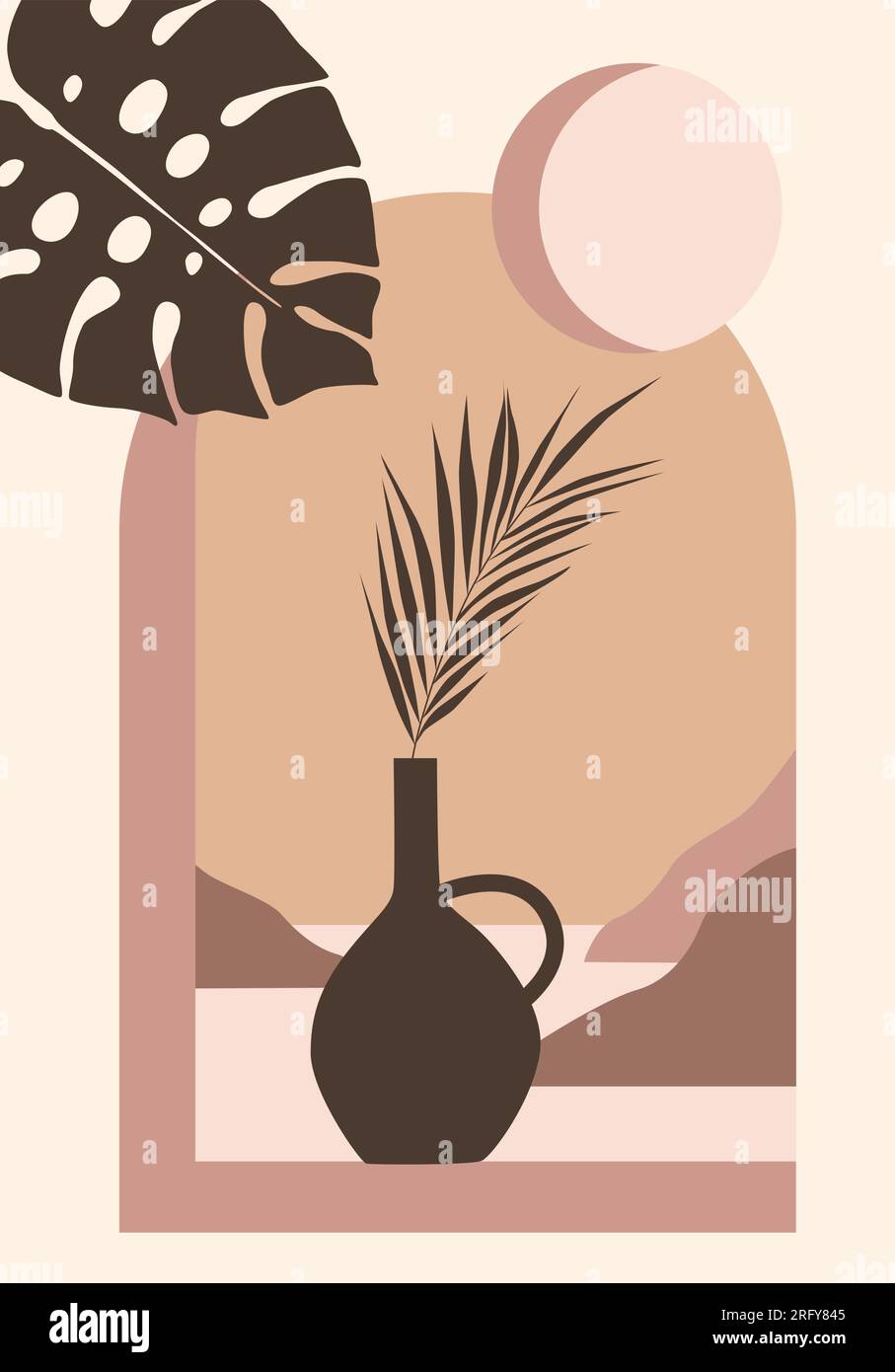 Abstract poster. Minimalistic boho print. Old Town style Stock Vector ...