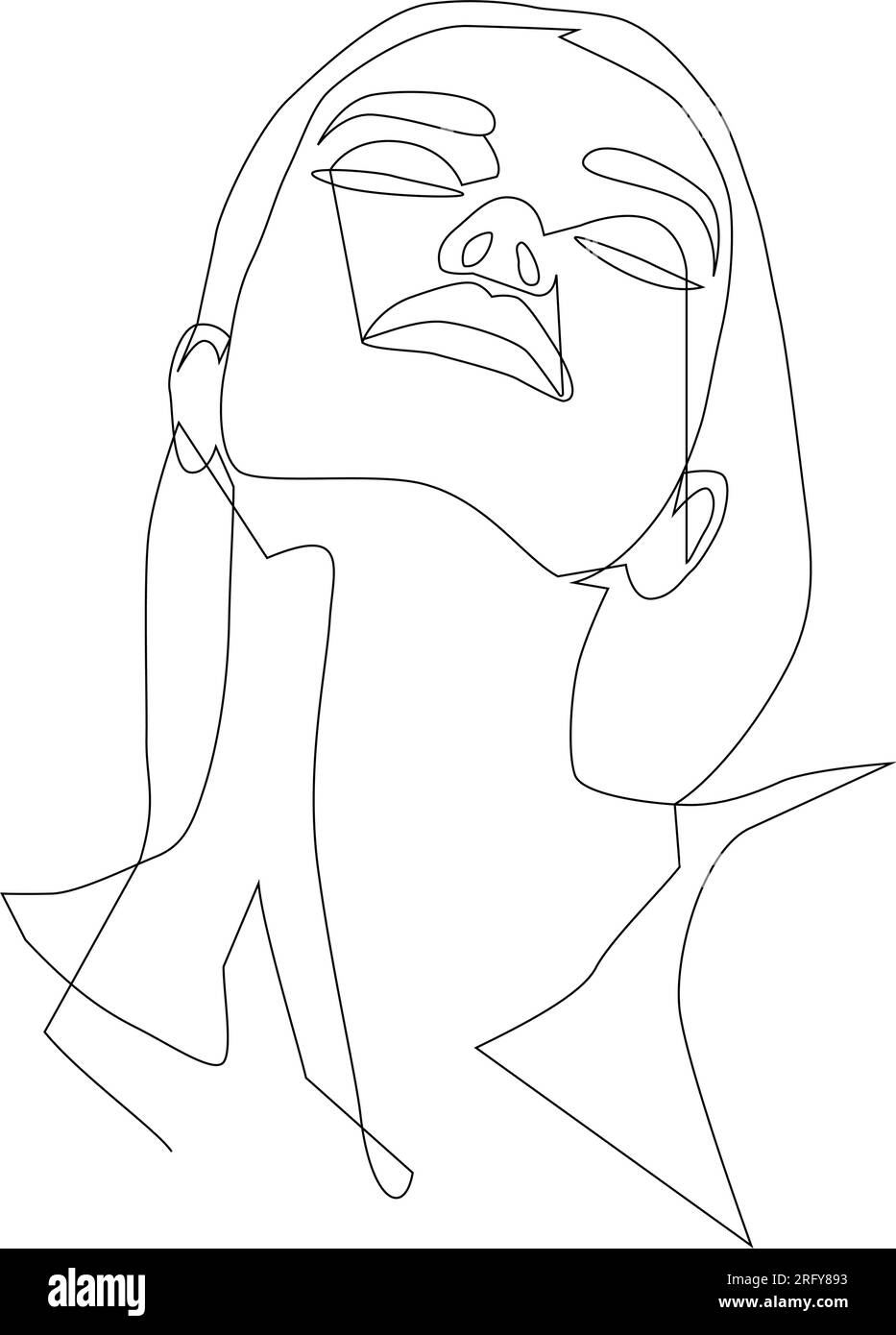 Portrait along the lines. Abstract artistic drawing of a woman's face ...