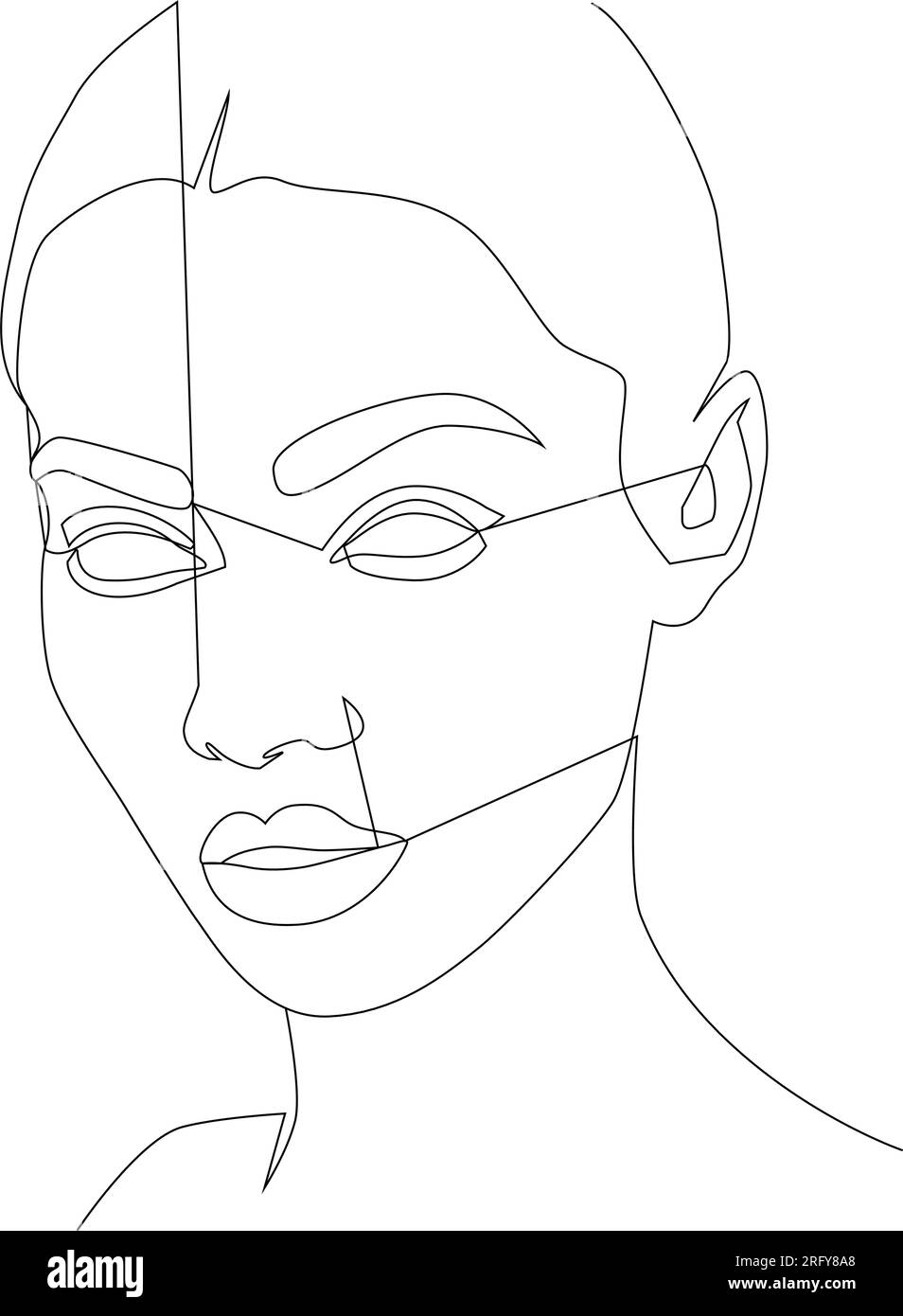 Portrait along the lines. Abstract artistic drawing of a woman's face ...
