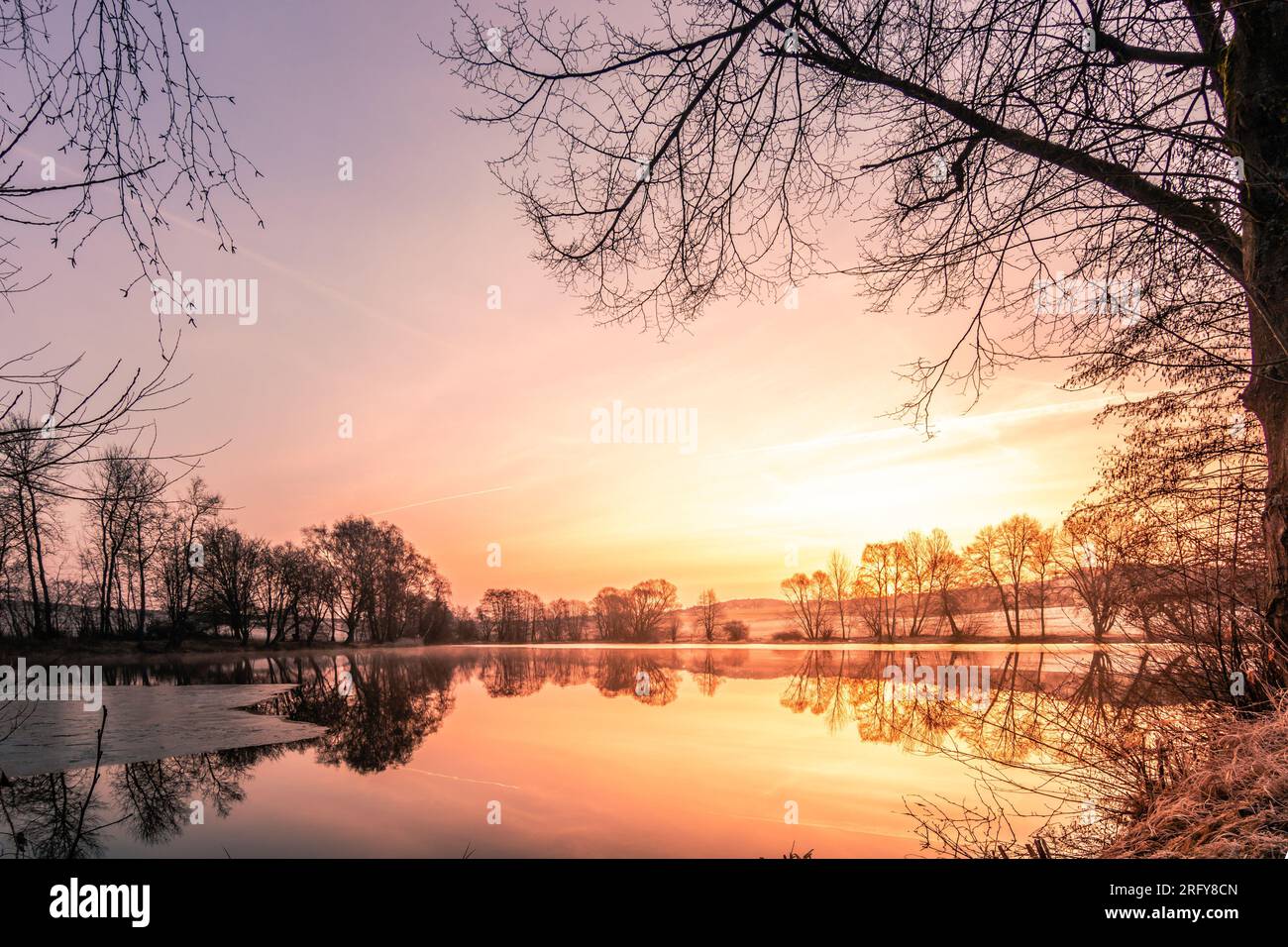 Super beautiful lake, with reflection in the water, nature, trees and a ...