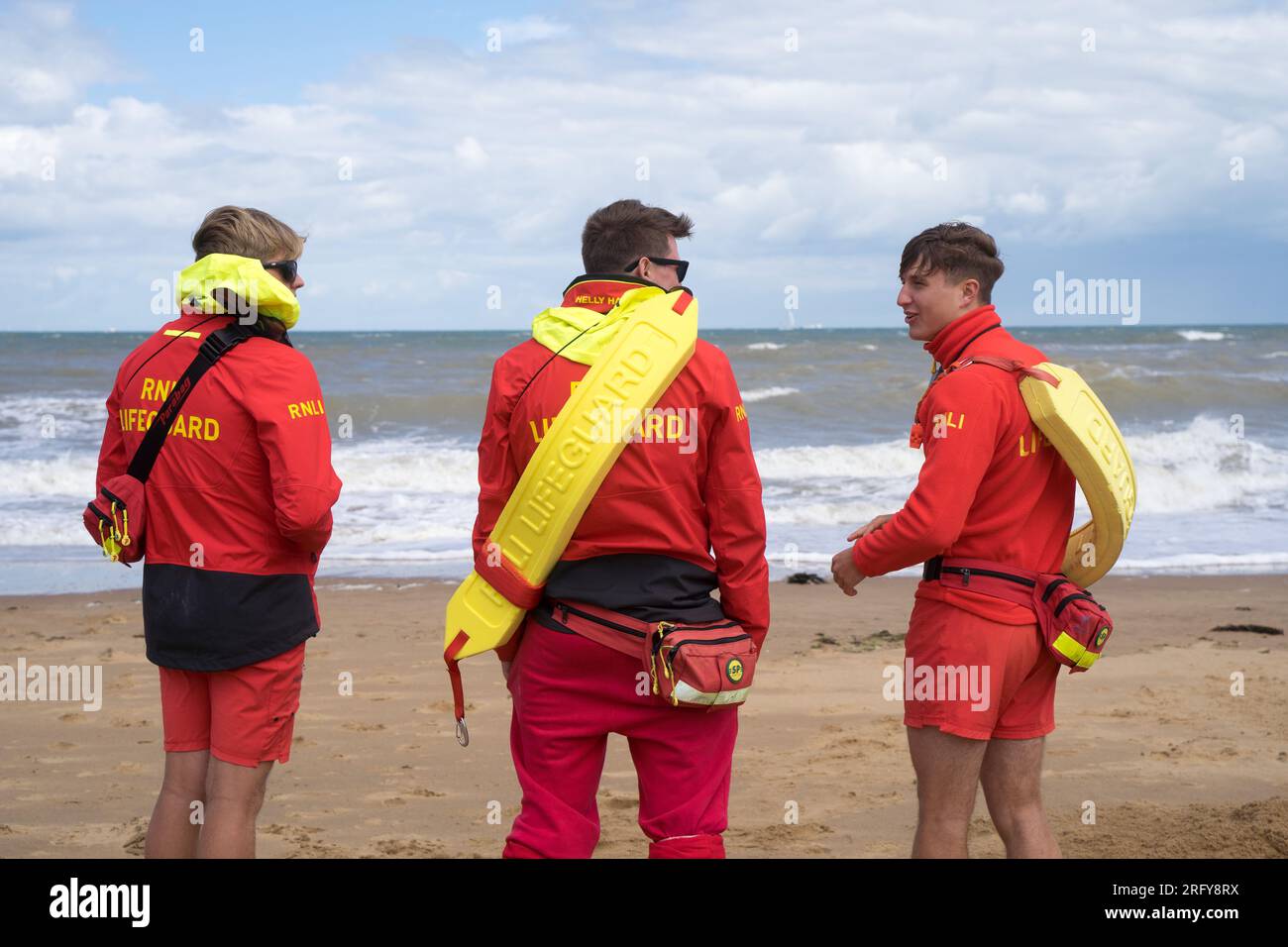 Kent UK. 06th August 2023. UK Weather. Three lifeguards keep their ...