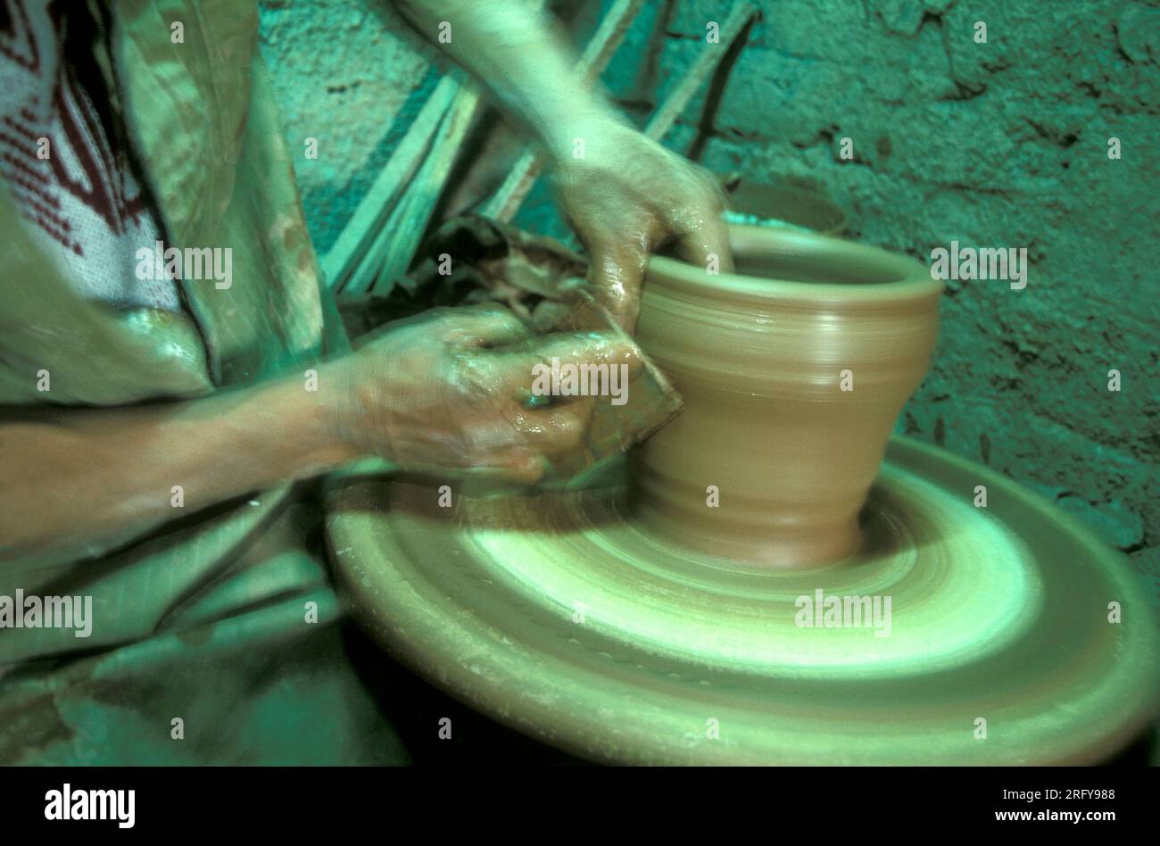 Men workers in a Pottery Factory in the Old Town of Cairo the Capital ...