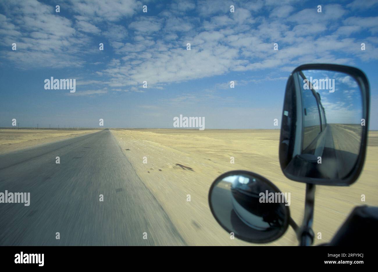 traffic at the Desert road between the Town and Oasis of Bahariya and ...