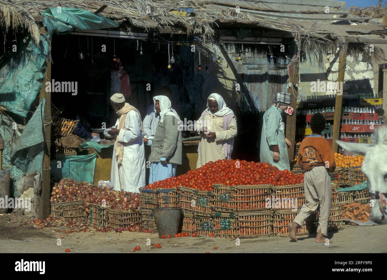 People at the Food Market in the old Village of Siwa in the Libyan or ...
