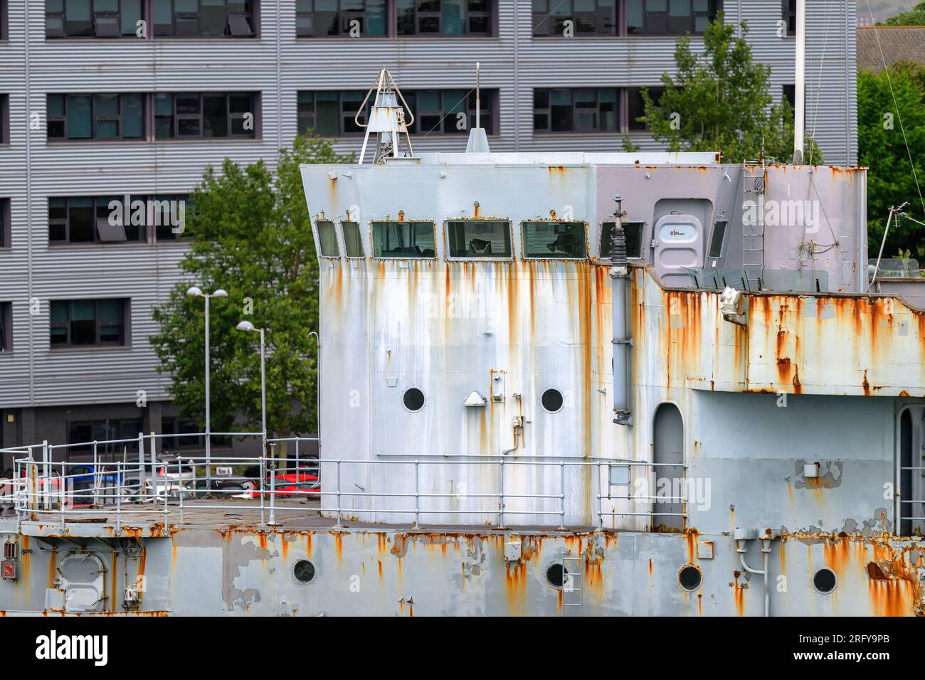 The former HMS Bristol, a decommissioned Type 82 destroyer berthed ...