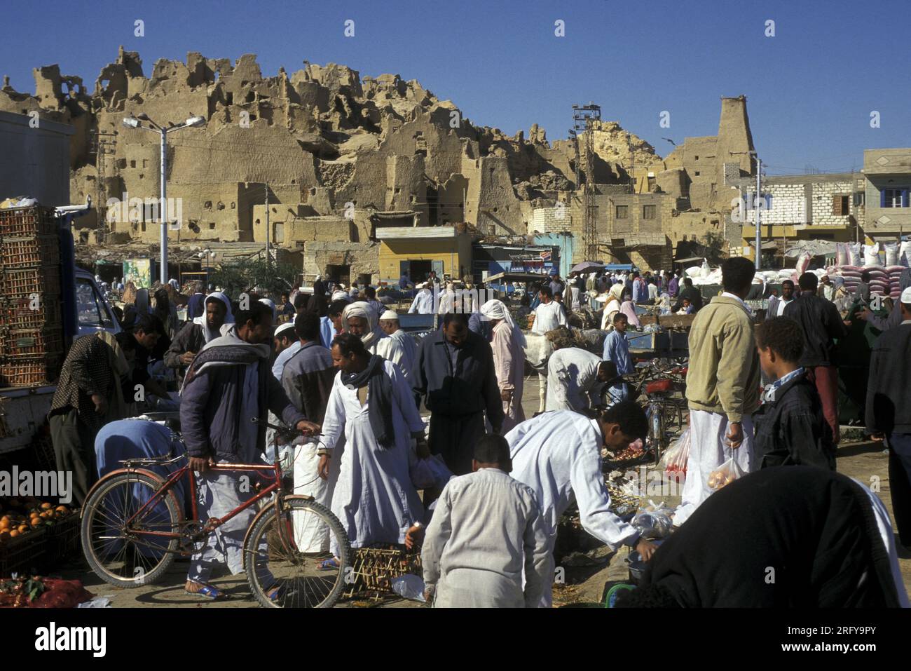 People at the Food Market in the old Village of Siwa in the Libyan or ...