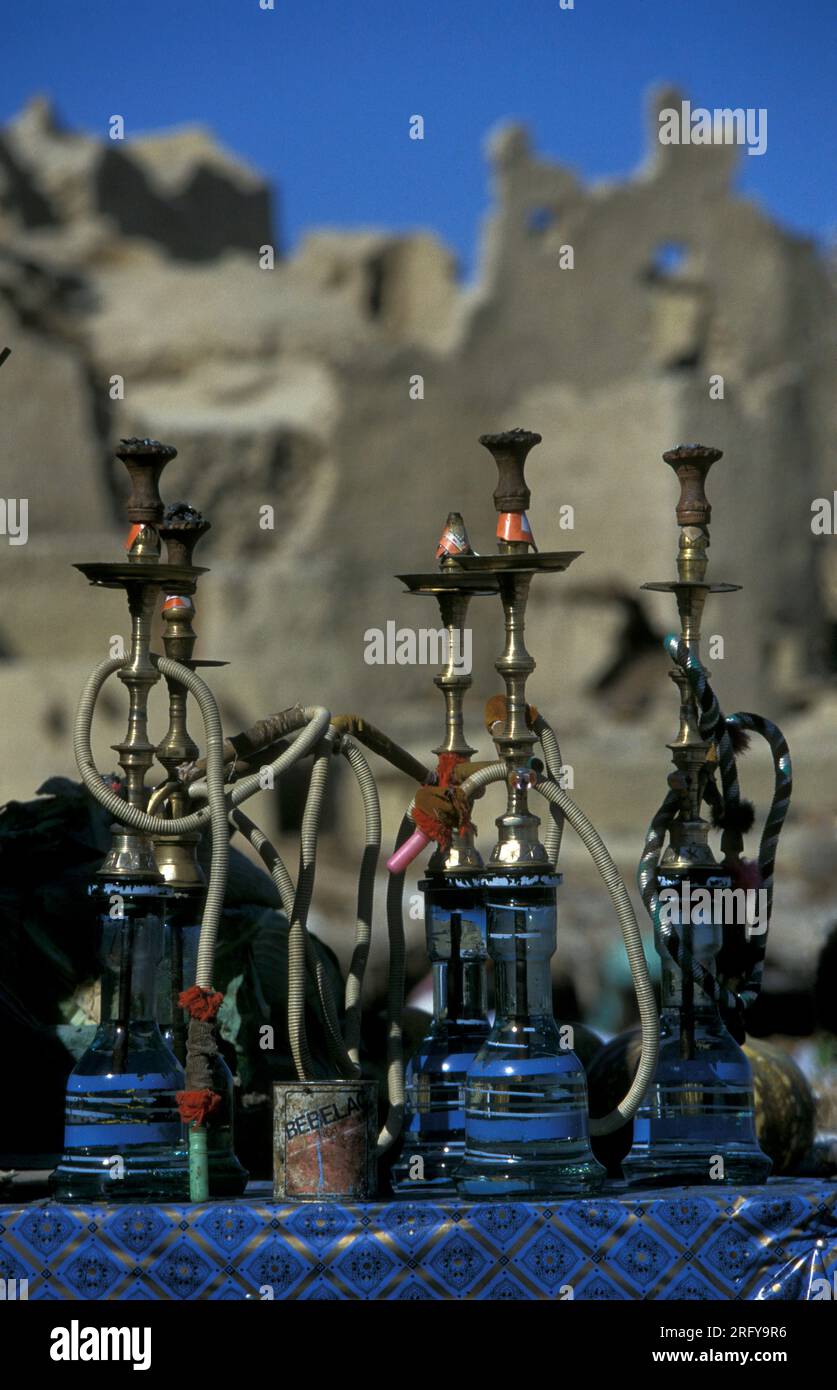 Shisha at a marketstreet at the market in the old Village of Siwa in ...