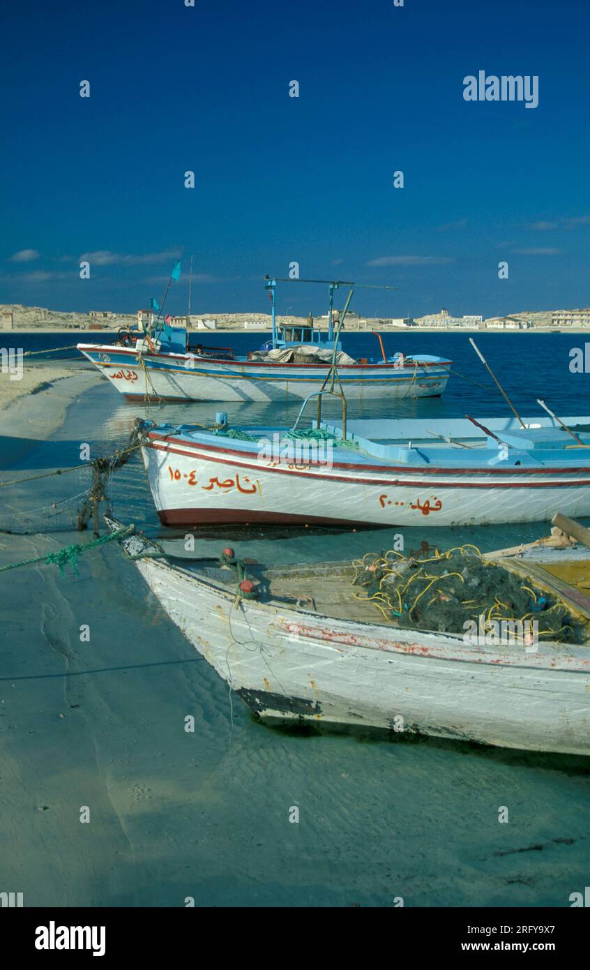 a Fishingboat at the Fishing Harbour in the Town of Marsa Matruh on the ...