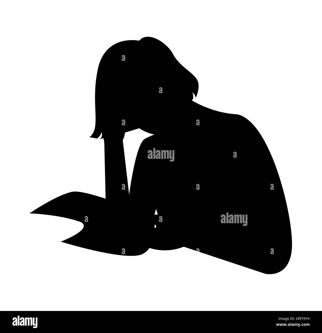 Black Silhouette Of A Person Holding His Head Due To Stress And Tension Vector Isolated On