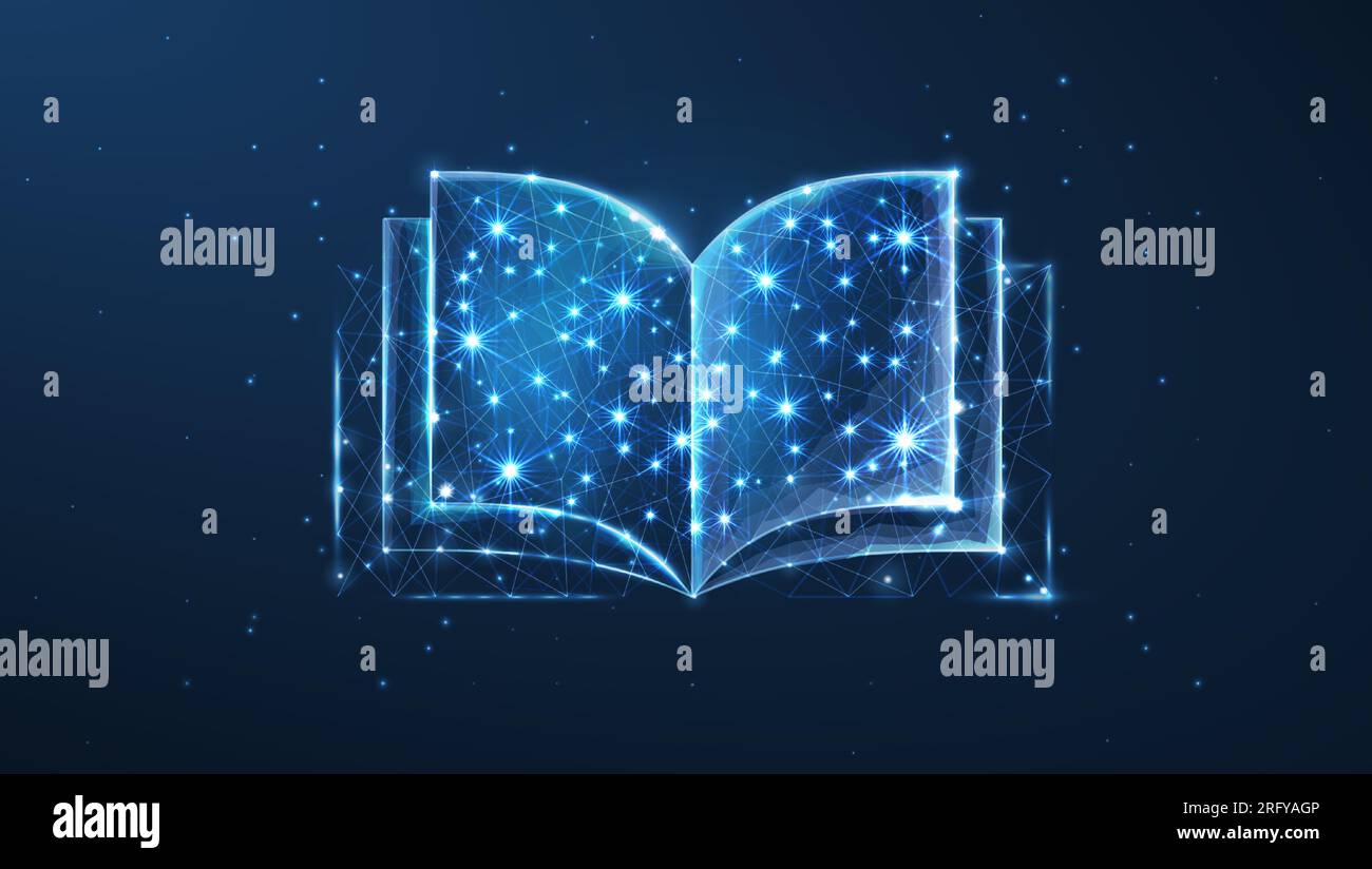 Abstract book with stars on a blue background. Digital book Stock ...