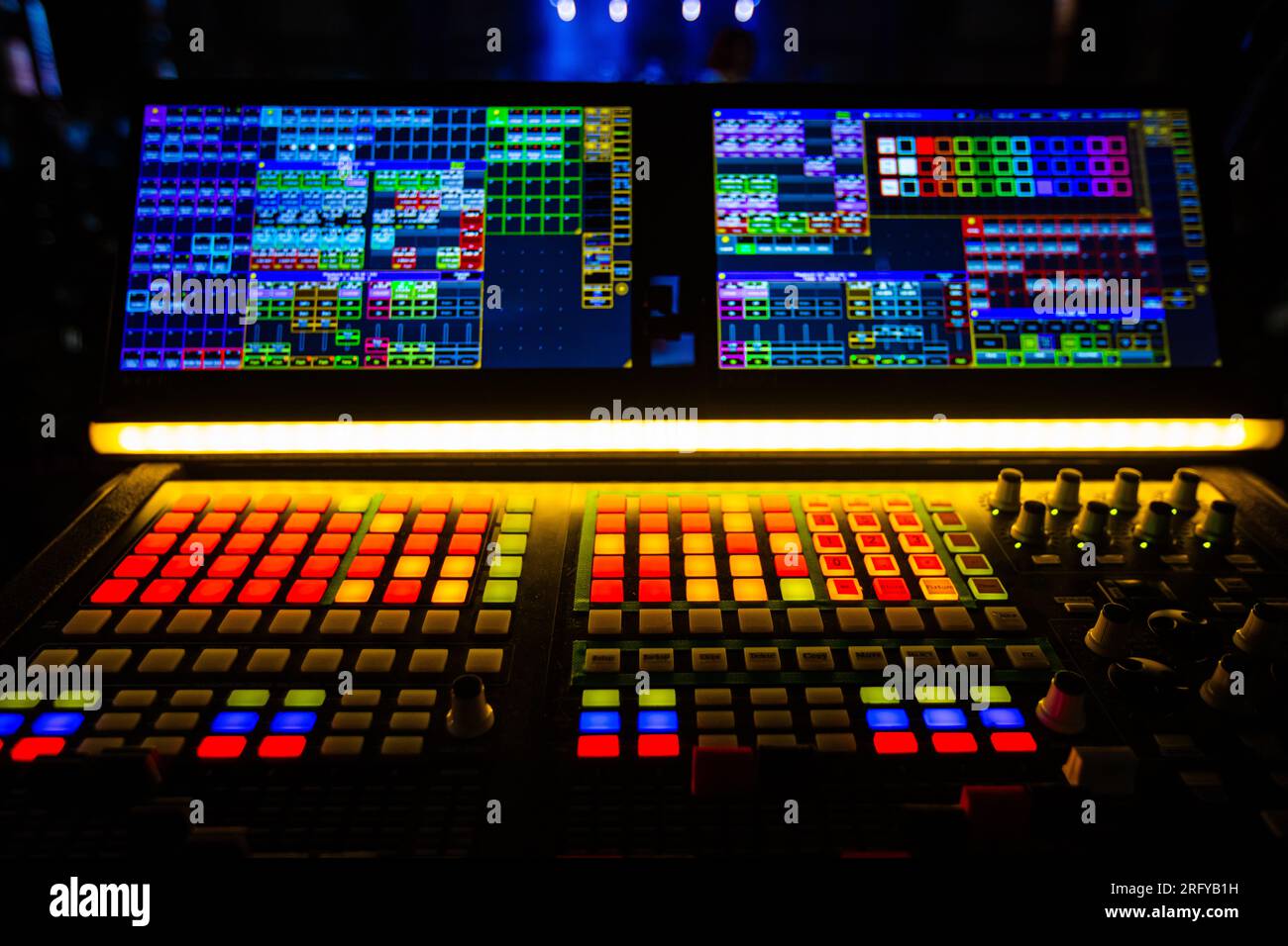 Lighting technician equipment in concert hall Stock Photo - Alamy