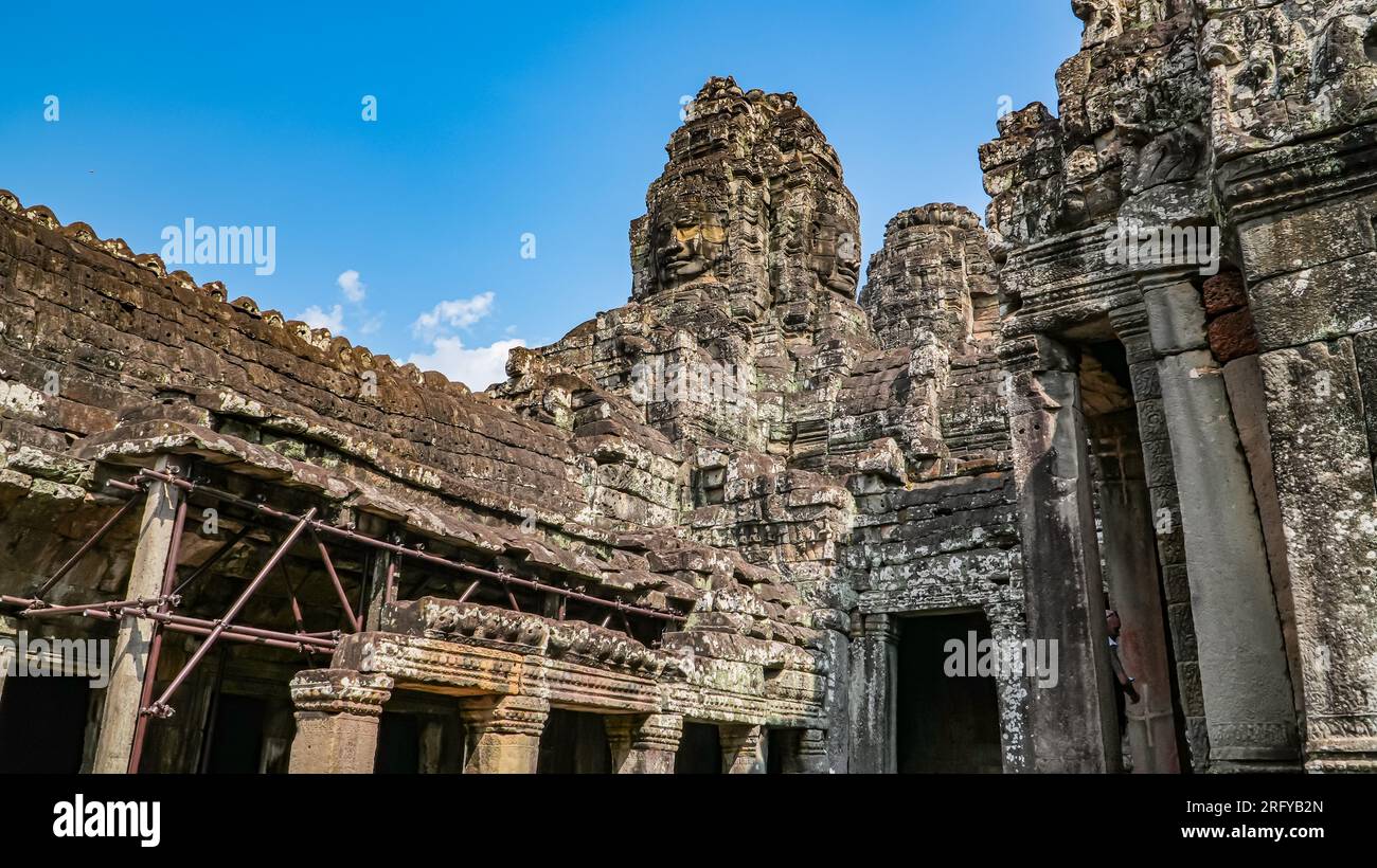 Ancient ruins Thom Bayon temple - famous Cambodian landmark, Angkor Wat ...