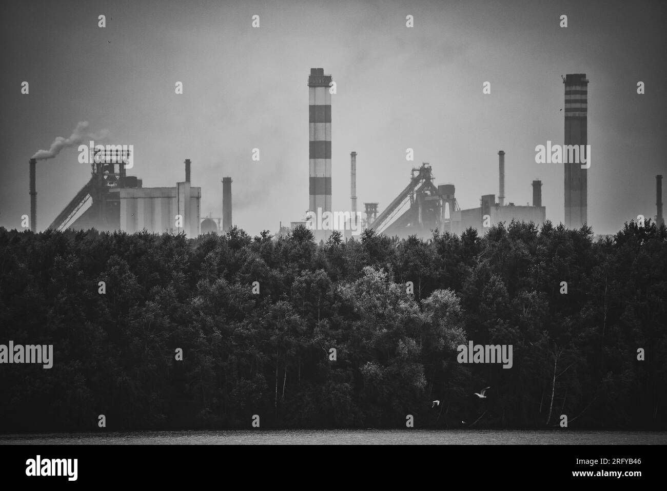 Industrial steel factory, iron works. Metallurgical plant. steelworks ...