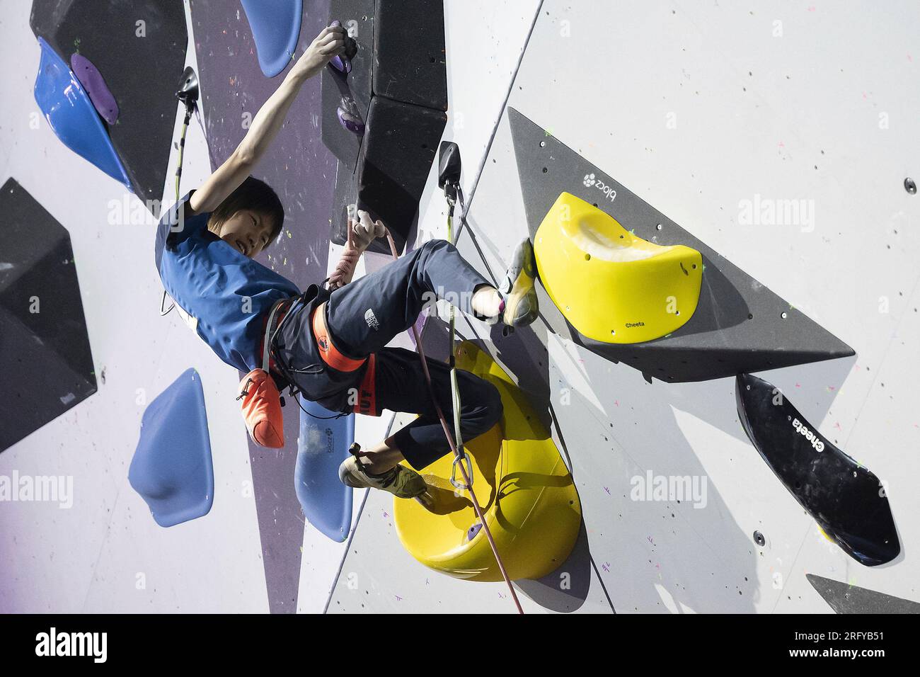 First placed Ai Mori of Japan competes in the women's Lead Final at the ...