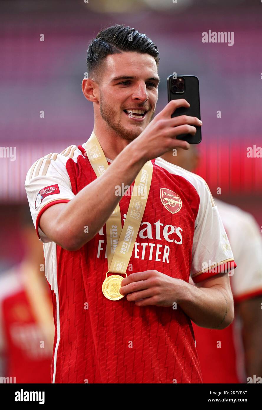 Arsenal's Declan Rice with his winner's medal after the FA Community ...