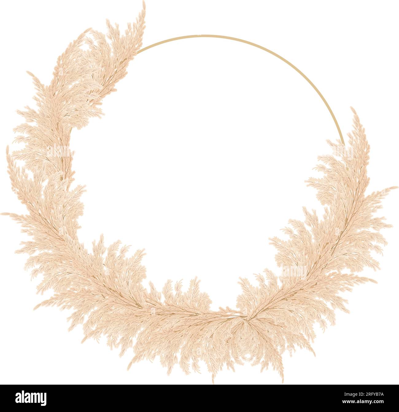 Boho, bohemian wreath with dry reeds. Wedding floristry. Frame for ...