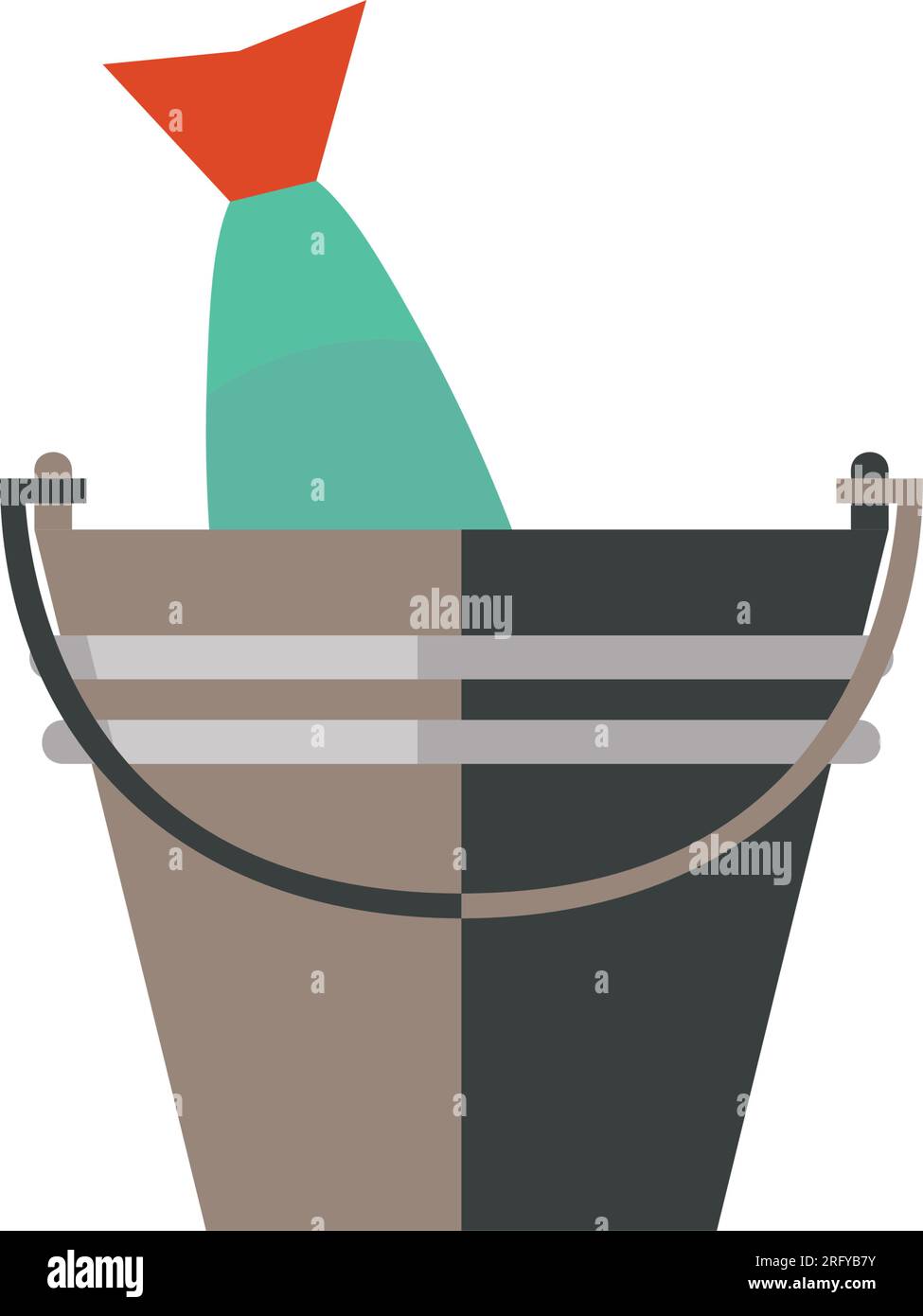 Fish in bucket illustration Cut Out Stock Images & Pictures - Alamy