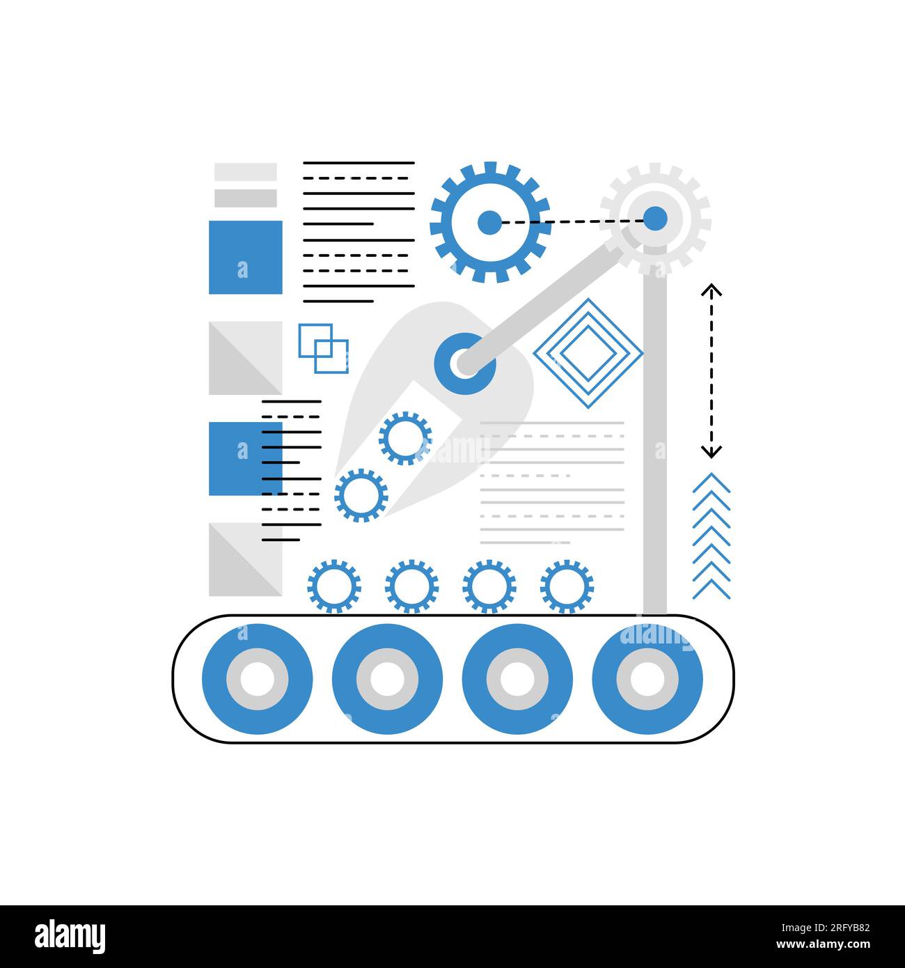 Industrial robotic conveyor. Automatization factory arm, robot ...